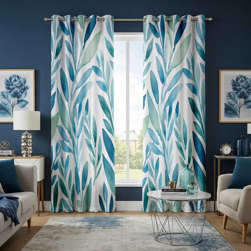 Teal Coastal Curtains - Etsy