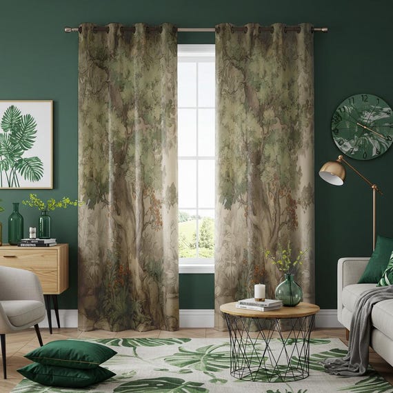 Tree Print Curtains 3D Christmas Tree Pattern 1395 Curtains Drapes