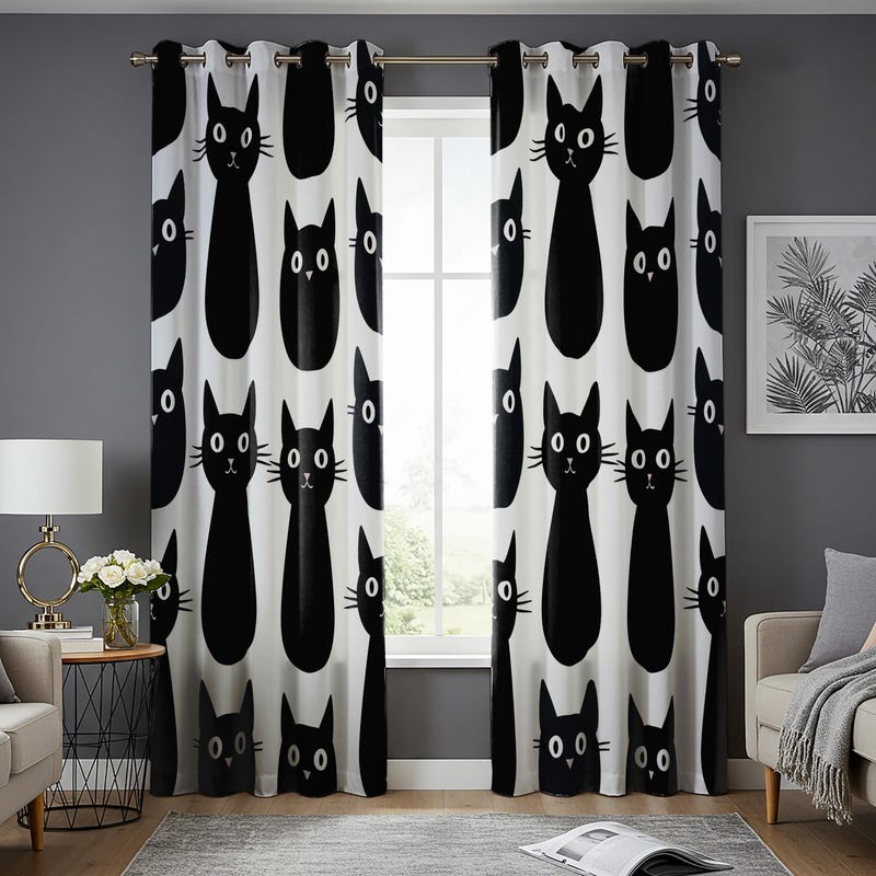 Cute Cat Kitchen Curtains - Etsy