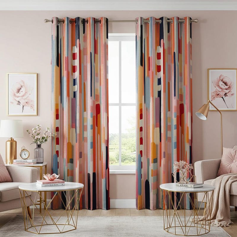 Color Block Curtains - Etsy