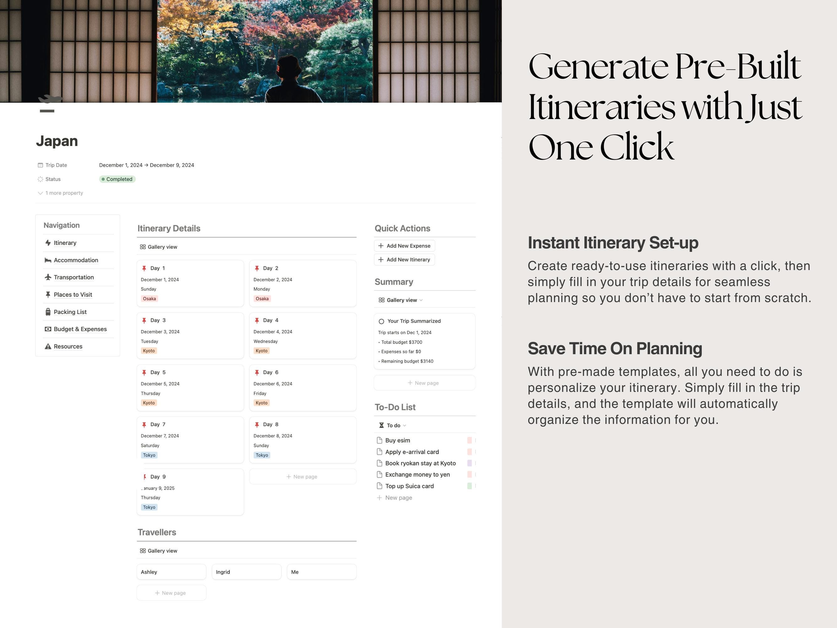 Notion Travel Planner Template for Organized Trip, Travel Itinerary ...
