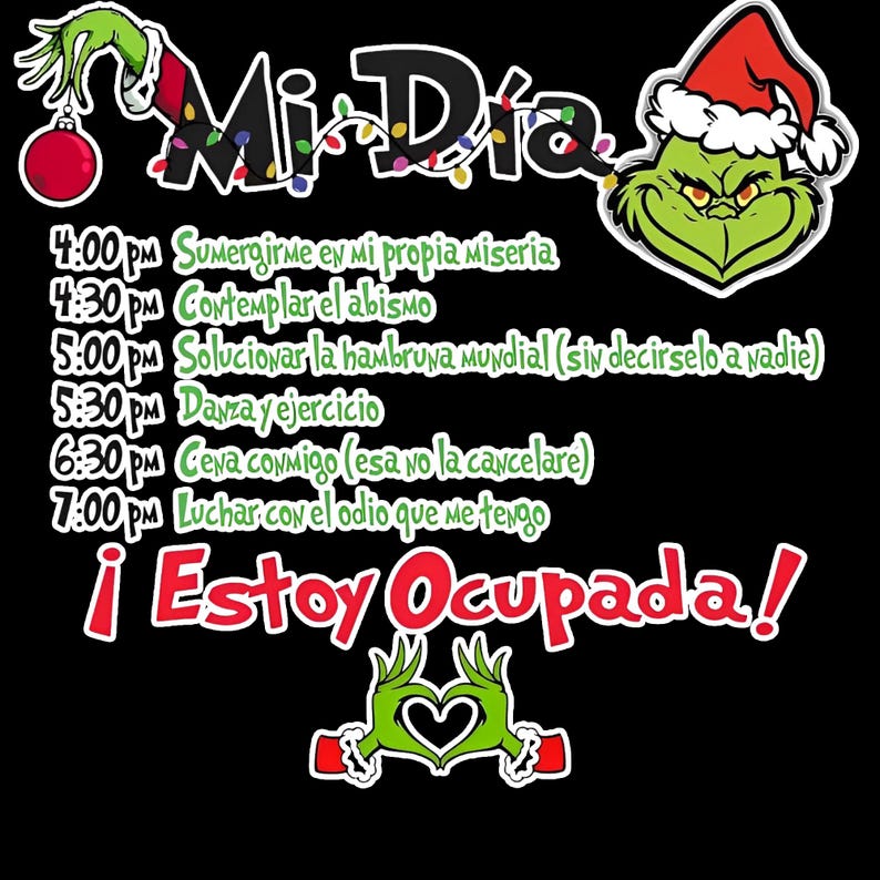Grinch agenda 2 PNG transparente 100% ocupado y ocupada girl - Etsy México