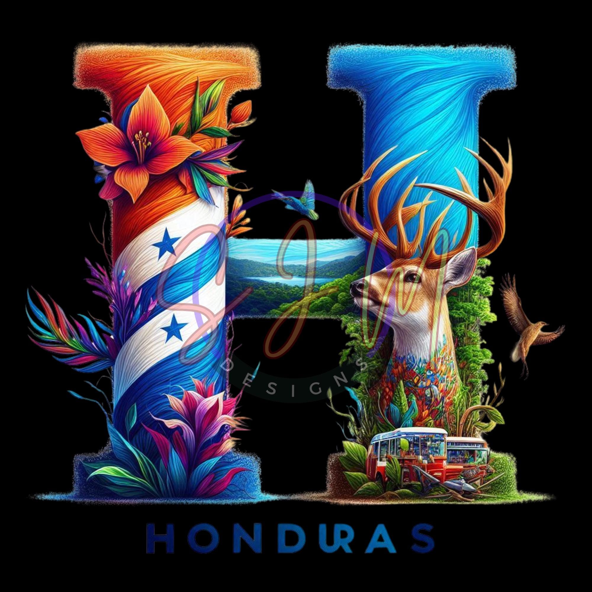 Honduras: Flag, Letter H, National Symbols Pack Digital PNG Image for ...