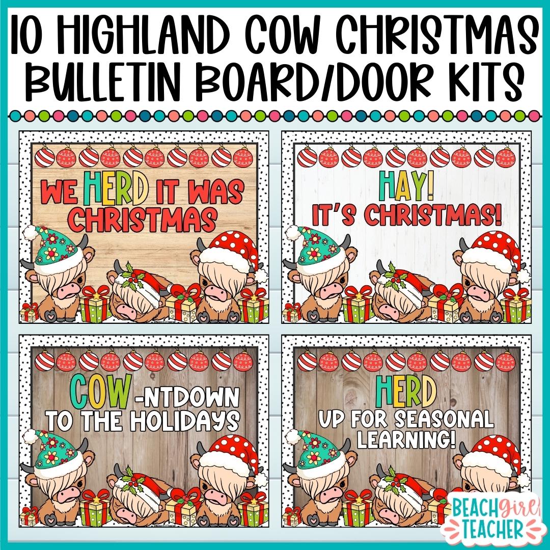 Highland Cows Christmas Bulletin Board Kit | Classroom Holiday ...