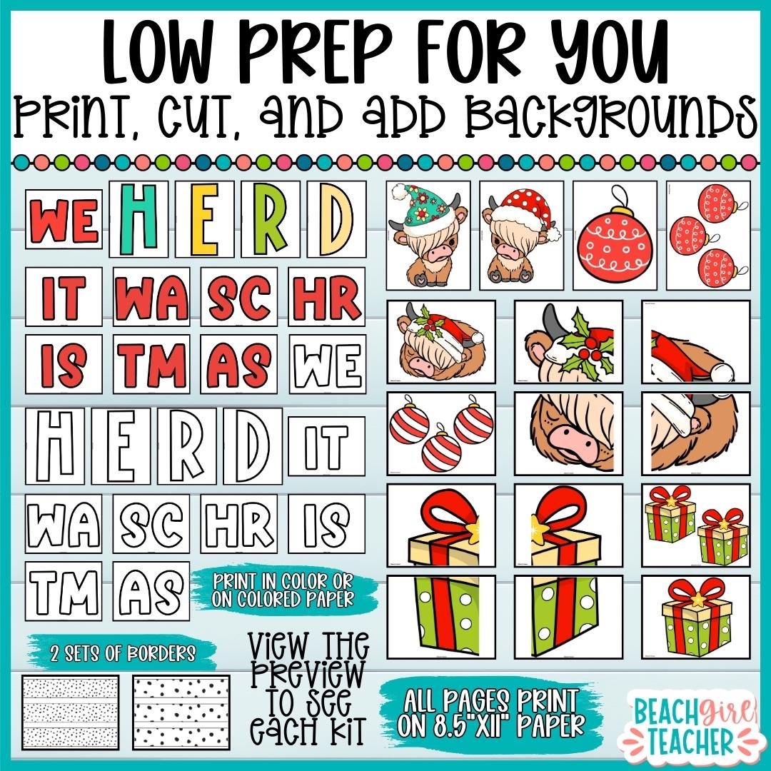 Highland Cows Christmas Bulletin Board Kit Classroom Holiday ...
