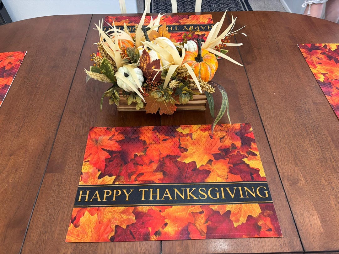 Happy Thanksgiving Placemat - High Resolution Images - Fall Leaves ...