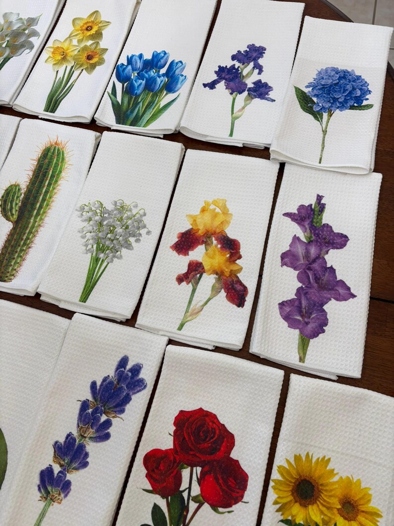 Blue Hydrangea Kitchen Towels Set: Floral Spring Decor, Absorbent Dish ...