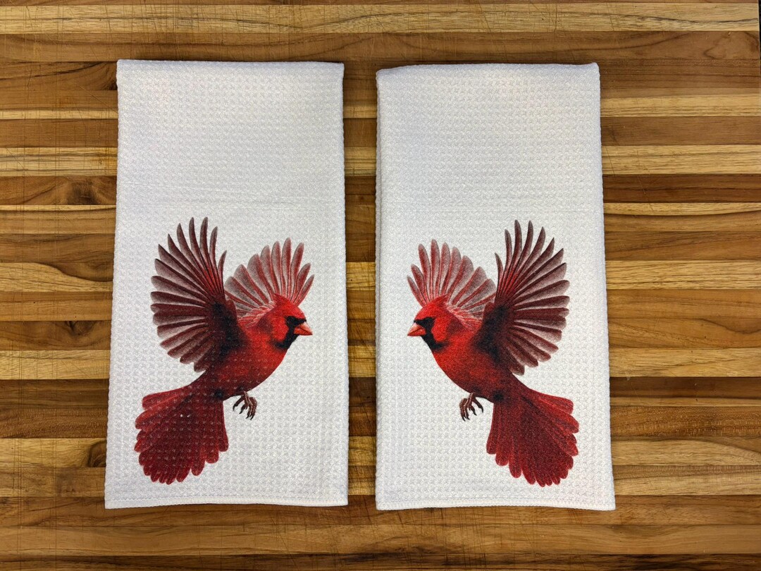 Cardinal in Flight Kitchen Towels Set: Absorbent Dish Towels for Nature ...