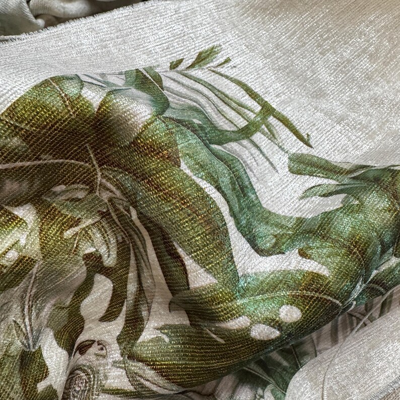 Green Botanical Pattern Curtains Custom Size Curtains for Bedroom ...