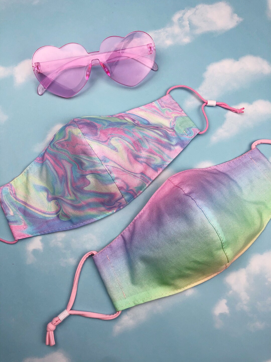 Pastel Rainbow Face Mask With Nose Wire - Pastel Unicorn Face Mask ...