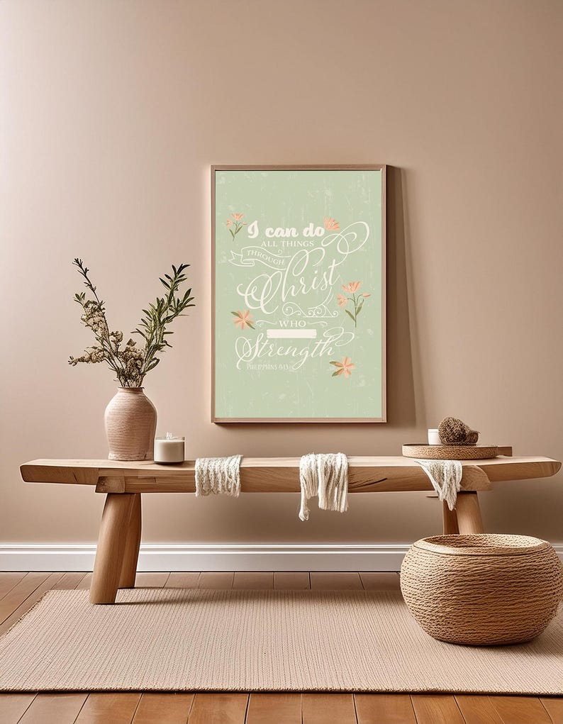 Philippians 4:13 Bible Verse Quote, Scripture Wall Art, Christian Art ...