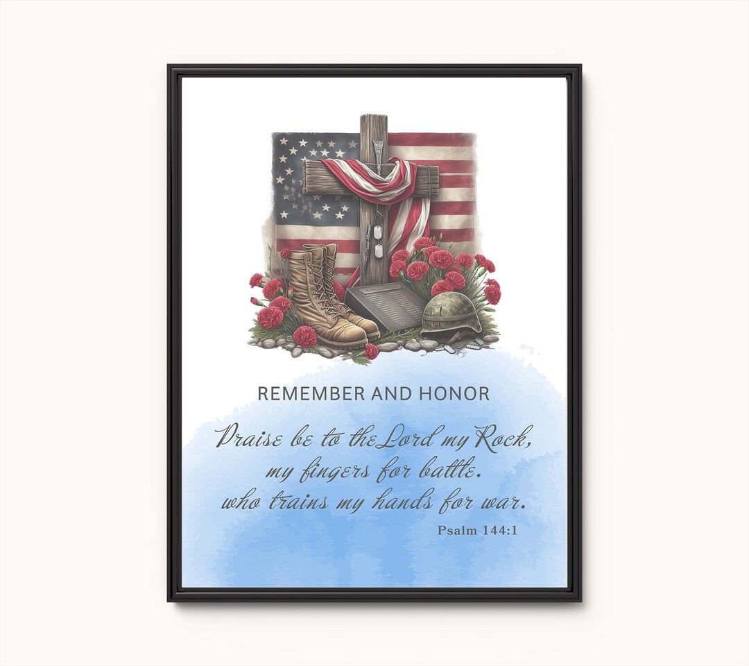 Psalm 144:1 Bible Verse Art, US Military Print, US Armed Forces Gift ...
