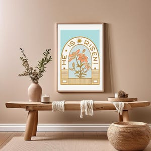 He is Risen, Christian Wall Art, Easter Wall Decor, Minimal Jesus ...