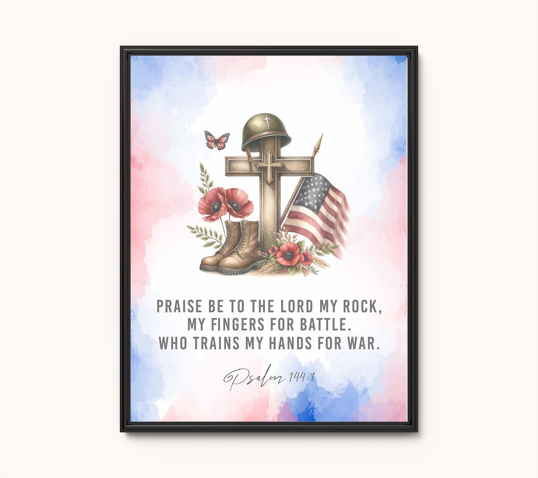 Psalm 144:1 Bible Verse Art, Veteran Gift, US Military Art, Us Army ...