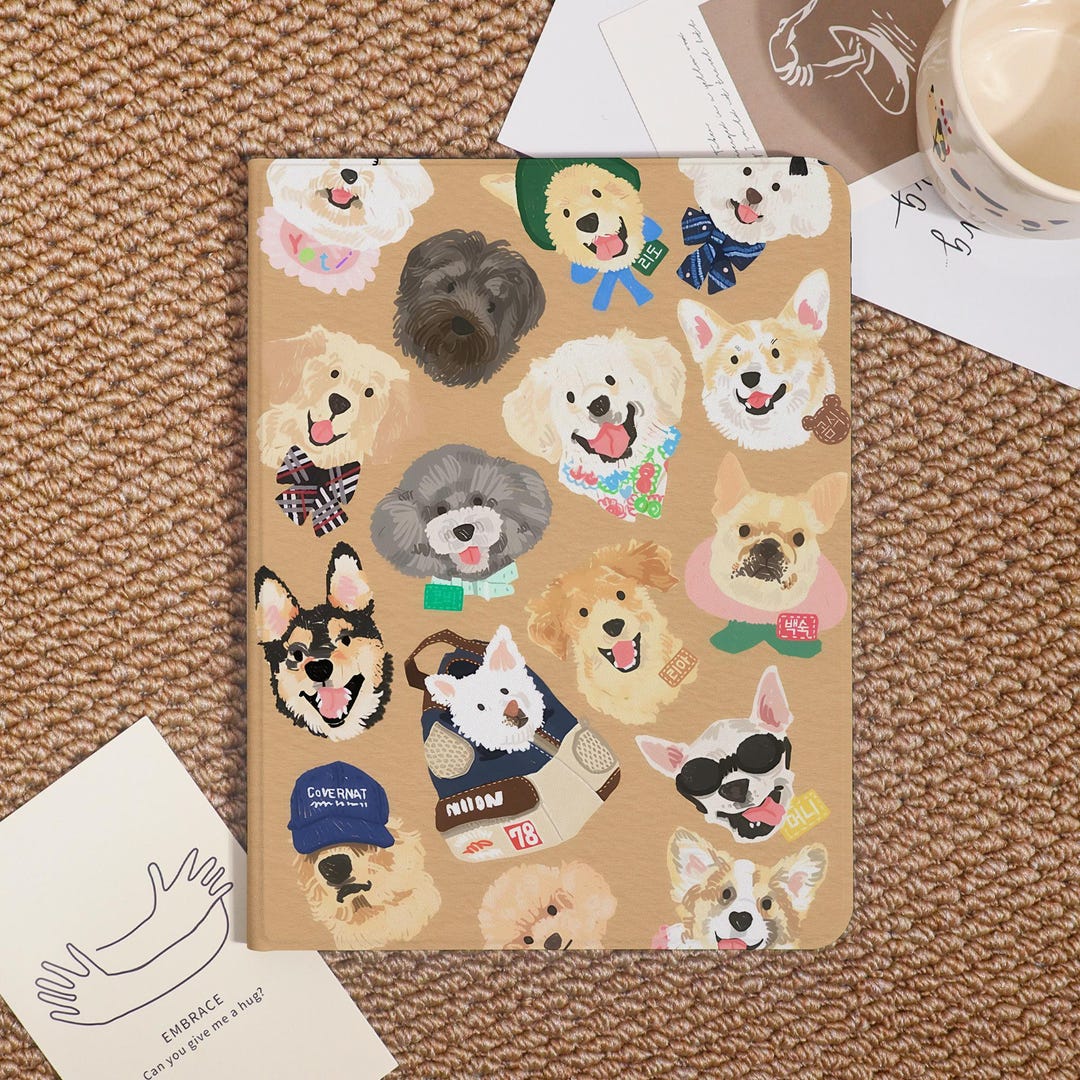 Cute Doodle Dog Collage iPad Case for iPad Pro 2025-11/13",new iPad Air ...