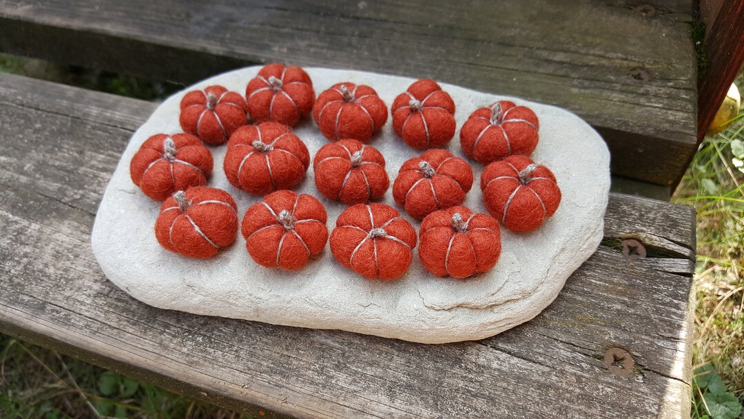 Tiny Wool Pumpkins Felt Wool Pumpkins dark Rust. Rustic - Etsy