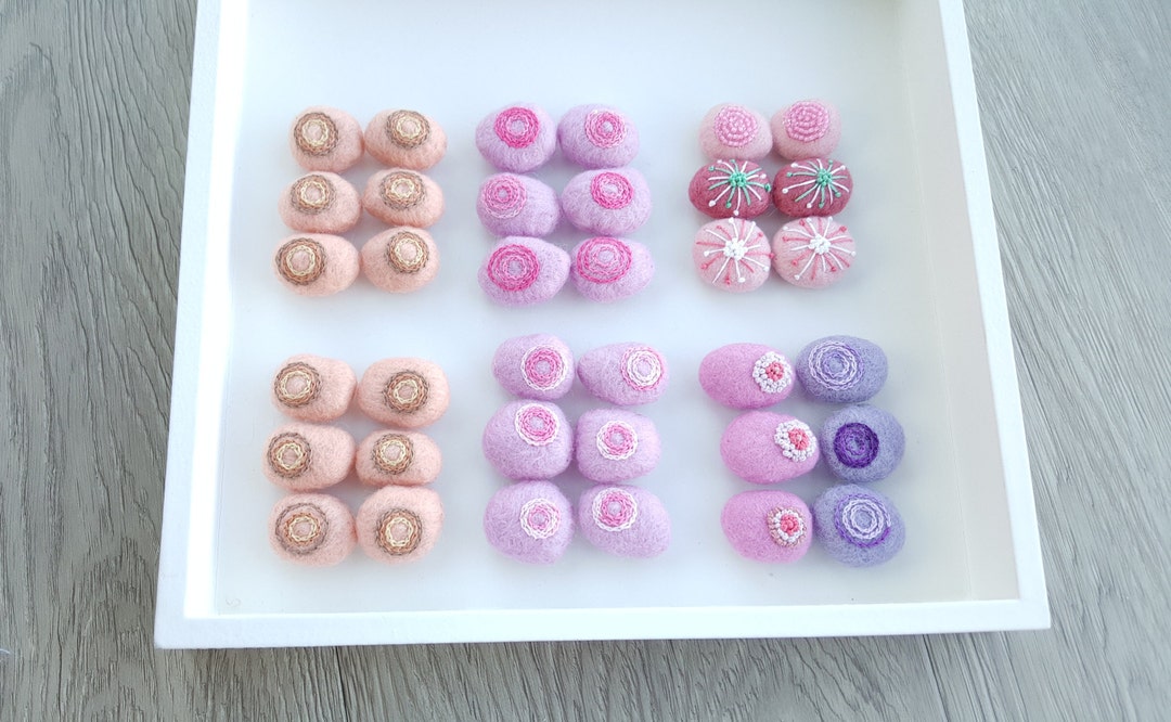 Embroidery Wool Pebbles. Mix of Pebbles With Embroidery Decor. Felt ...