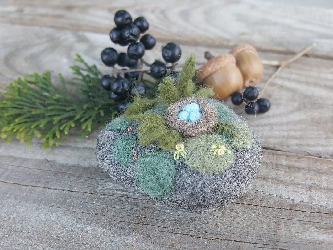 Miniature Bird Nest Table Decor. Needle Felted Easter Decor. Tiny Bird ...