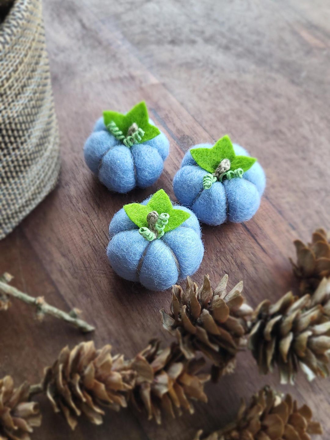Felted Wool Pumpkins Set of 3 – Miniature Fall Decor, Rustic Autumn ...