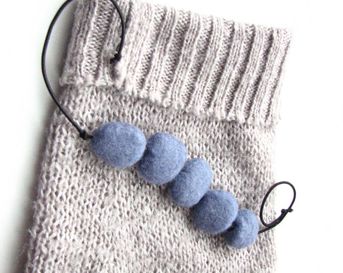 5 Flat Felted Wool Pebbles / Beads pale Blue. Perfect for - Etsy