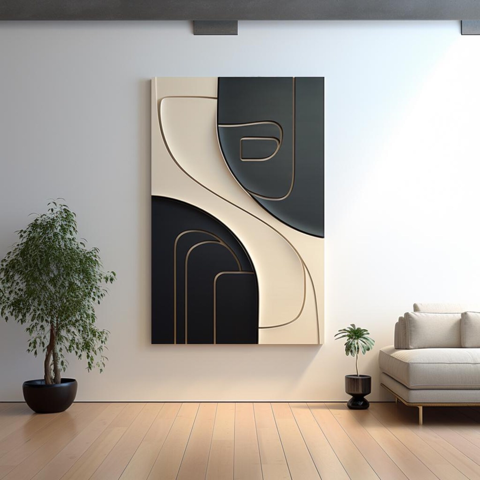 Modern Abstract Wood Carving Wall Art – Layered Curves and Textured ...