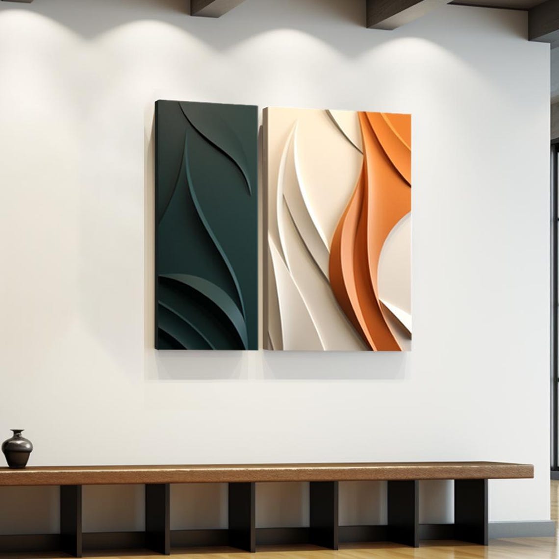 Contemporary Abstract Wood Carving Wall Art Elegant Textured Design for ...