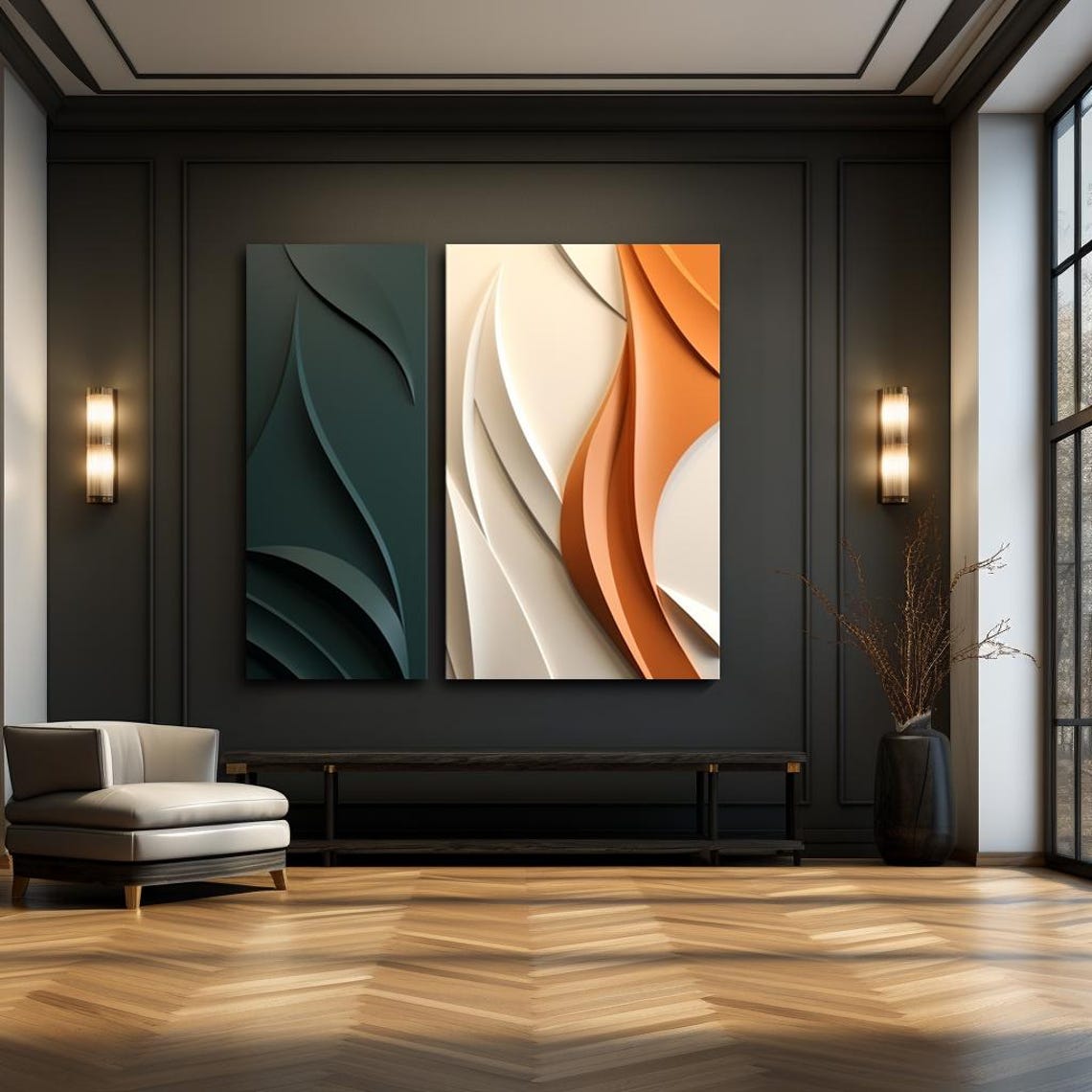 Contemporary Abstract Wood Carving Wall Art Elegant Textured Design for ...