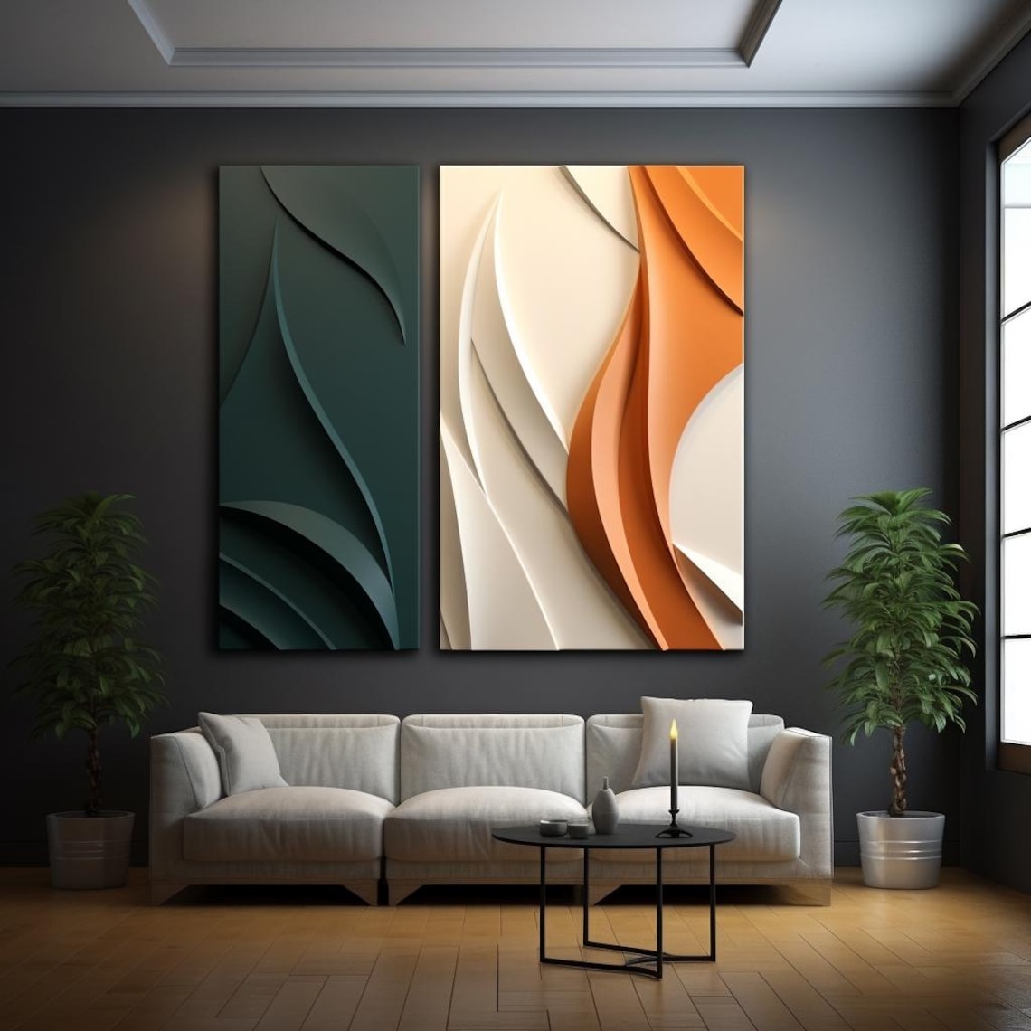 Contemporary Abstract Wood Carving Wall Art Elegant Textured Design for ...
