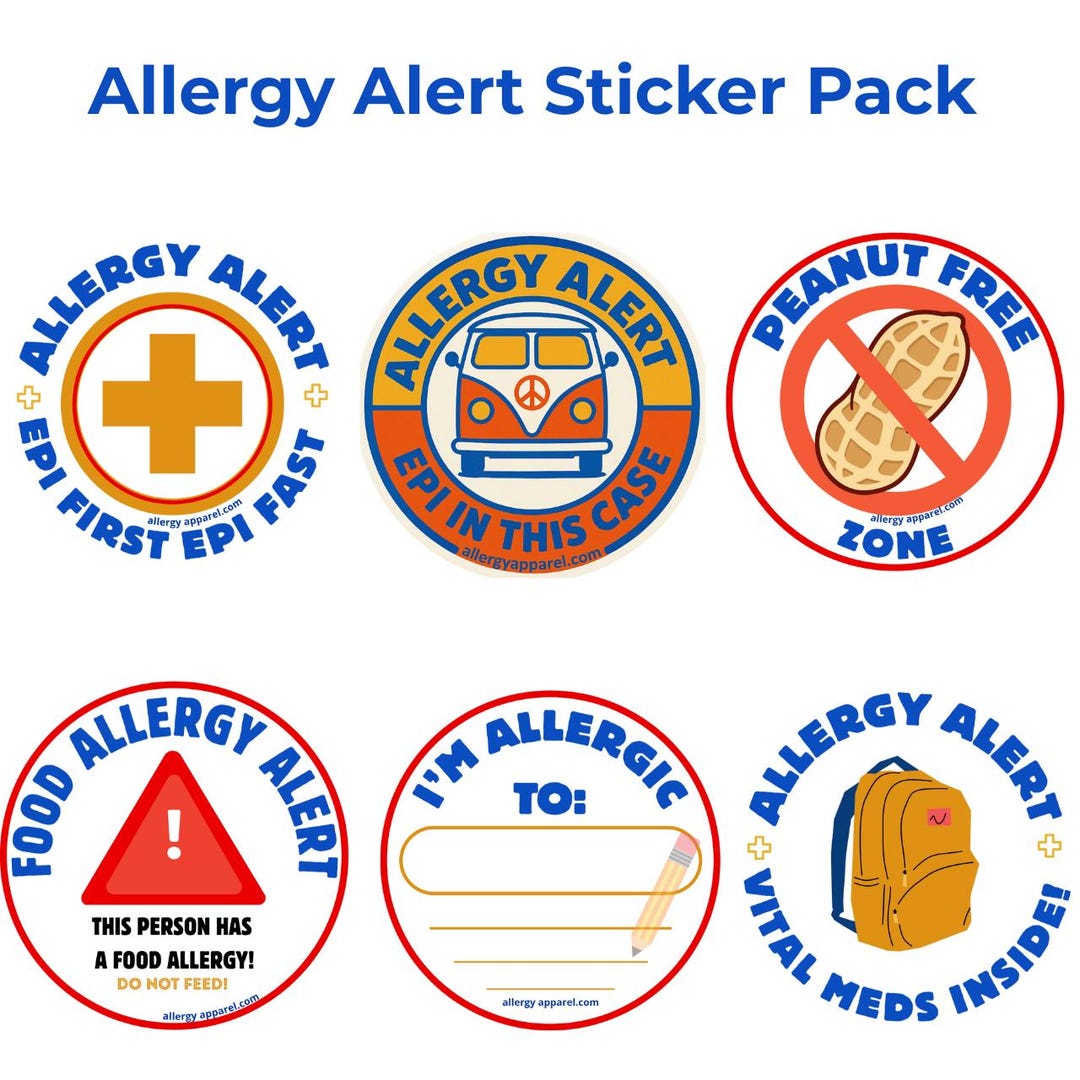 Food Allergy Awareness Labels – Epipen Safety Stickers – 10-pack ...
