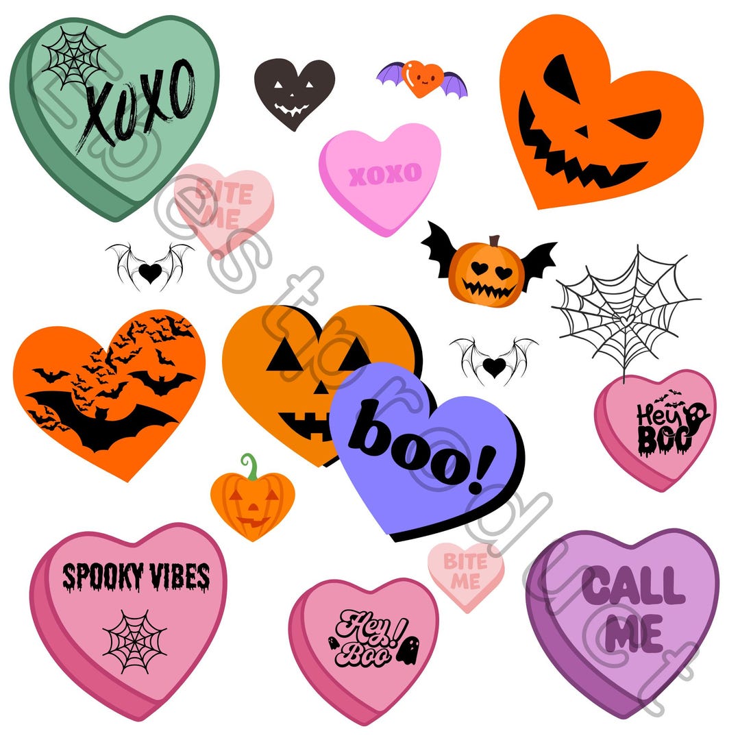 Candy Hearts Halloween Png, Retro Halloween Png,halloween Png,halloween ...