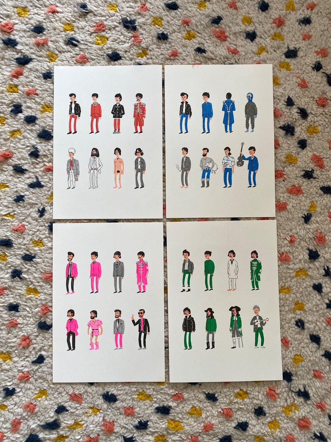 Beatles Fan Art Riso Print Set, Four Prints: John, Paul, George and ...