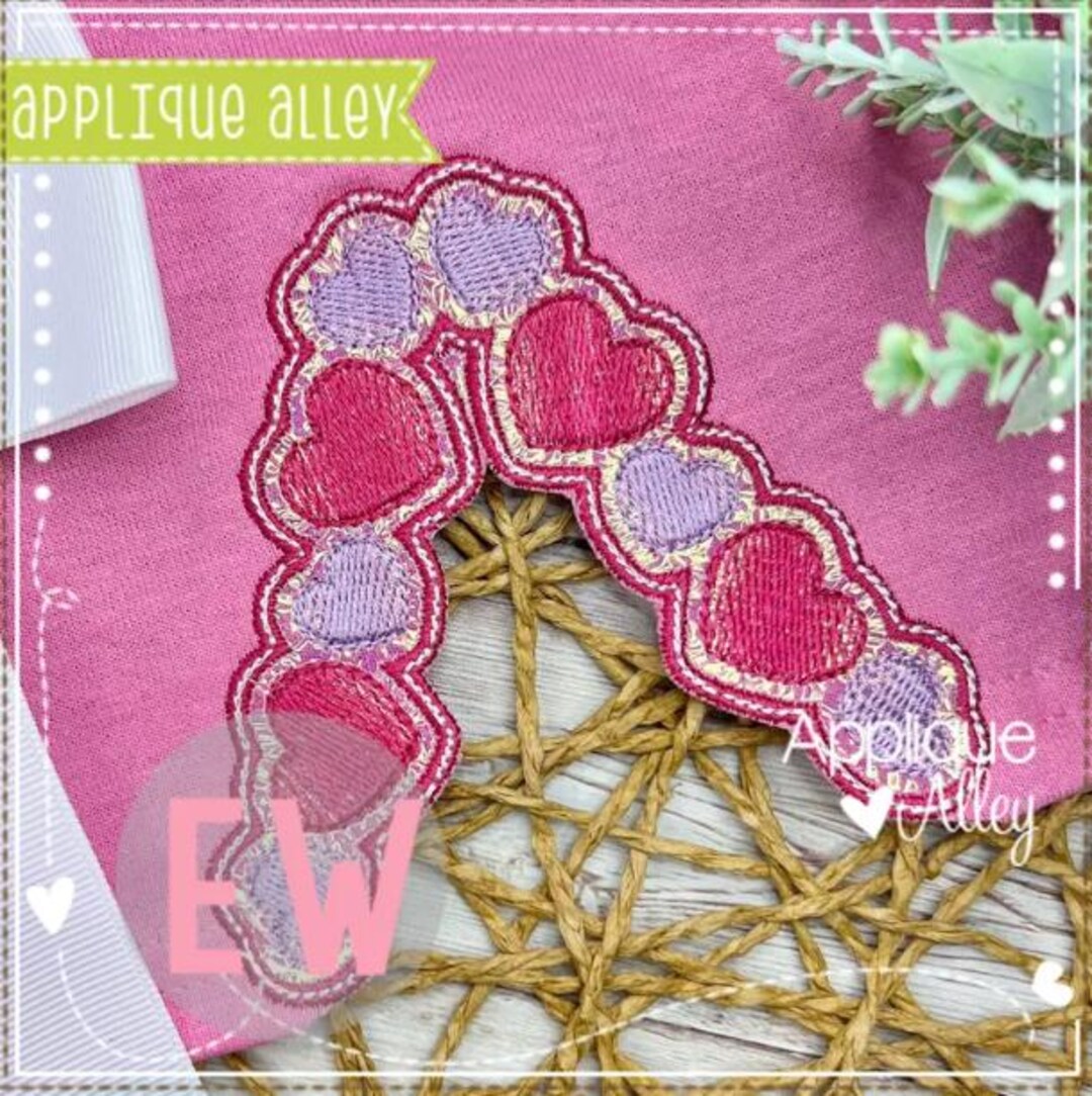 Satin Side Split Scratchy Fade Hearts Digital Embroidery Design - Etsy
