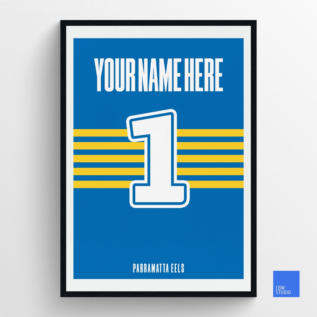 Custom Parramatta Eels NRL Jersey Wall Art Sports Bedroom Posters ...