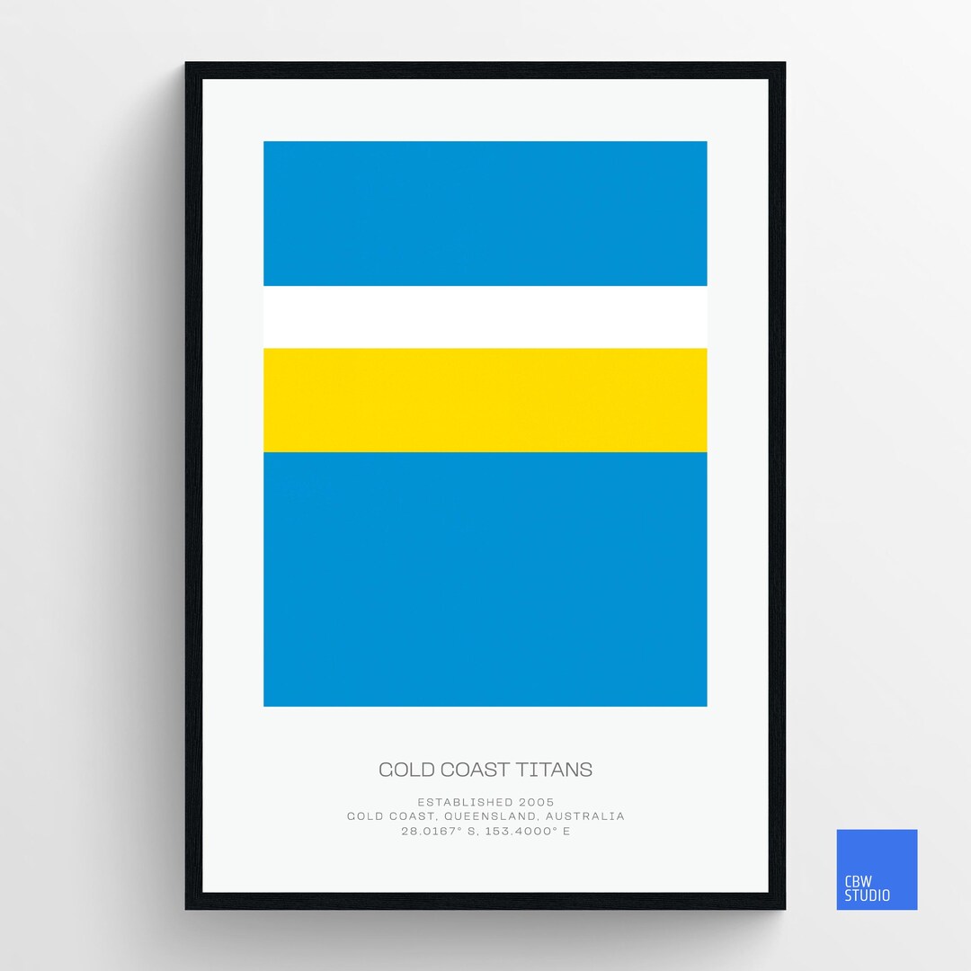 Gold Coast Titans NRL Club Colours - Sports Bedroom Posters, Minimalist ...