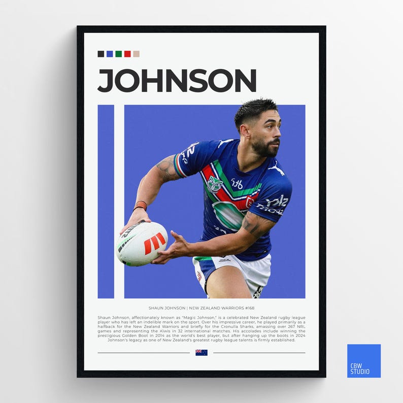Shaun Johnson NRL New Zealand Warriors - Sports Bedroom Posters ...