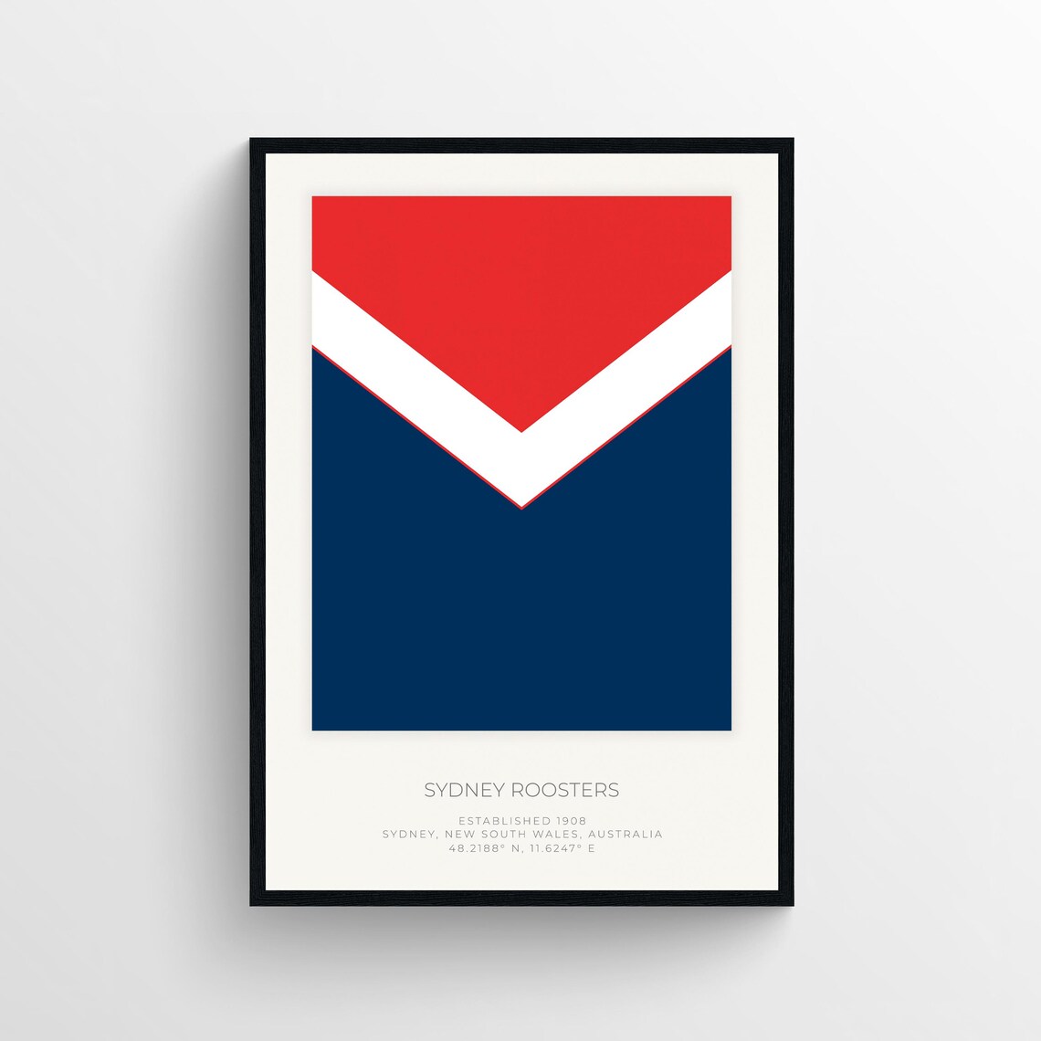 Sydney Roosters NRL Club Colours Sports Bedroom Posters, Minimalist ...