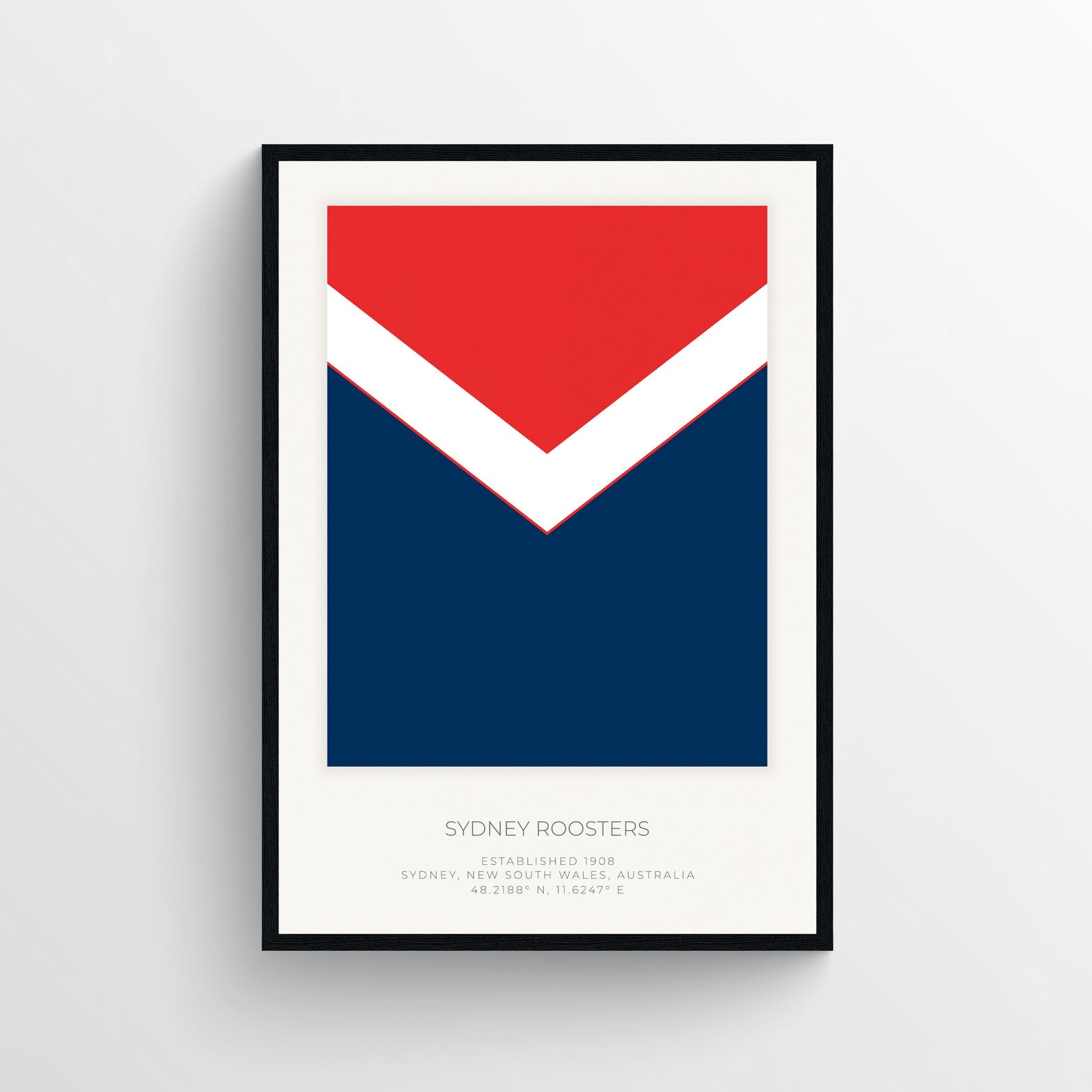 Sydney Roosters NRL Club Colours Sports Bedroom Posters, Minimalist ...