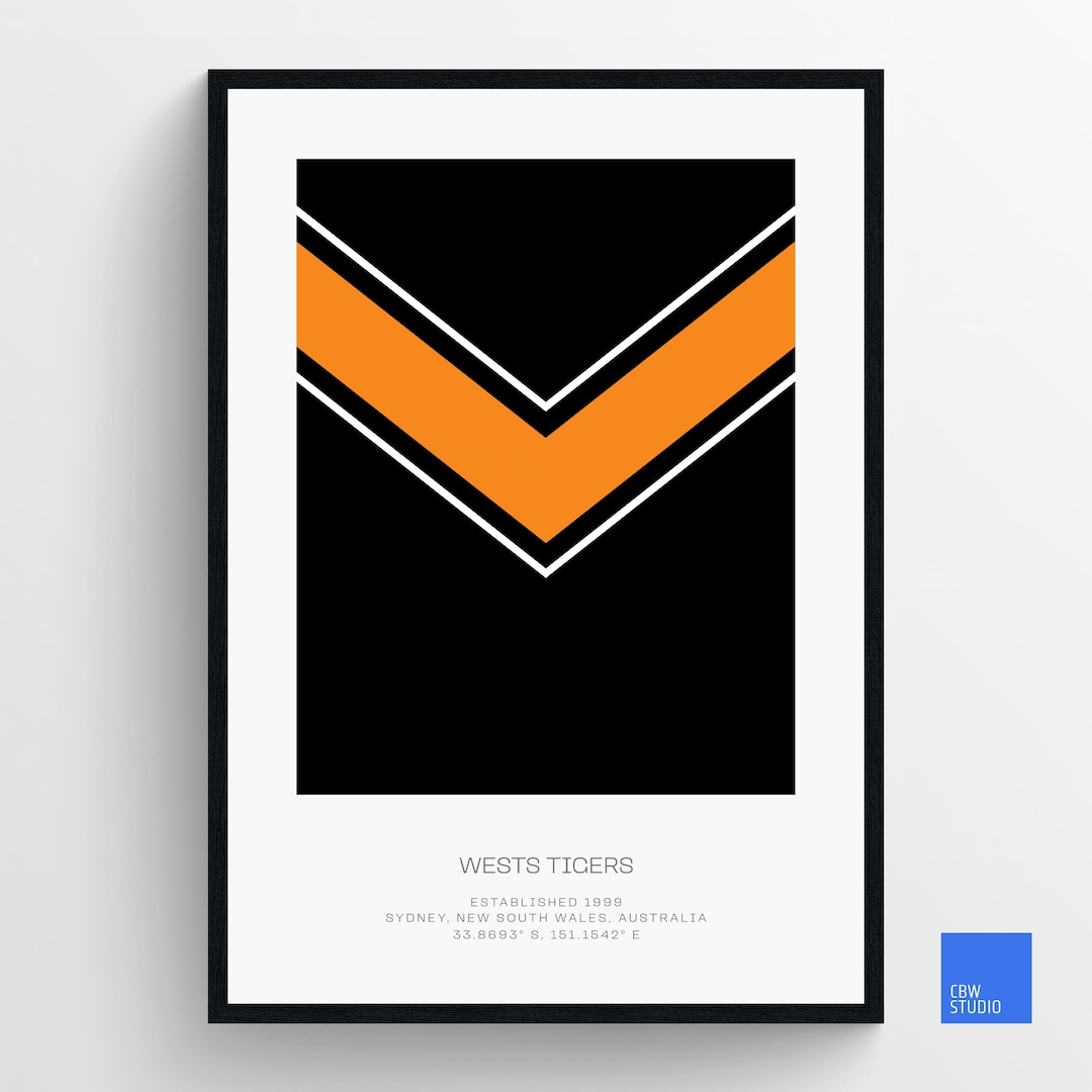 Wests Tigers NRL Club Colours - Sports Bedroom Posters, Minimalist ...