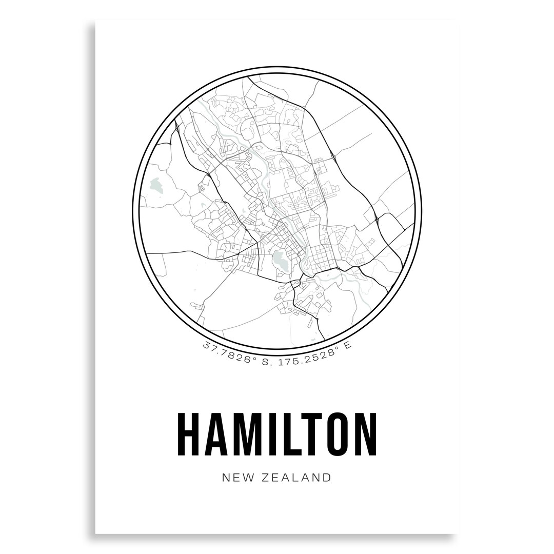 Hamilton High Detail Minimalist City Map Print Gift Him Her Black White ...
