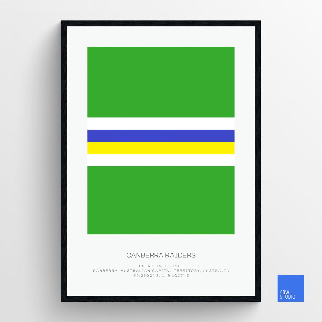 Canberra Raiders NRL Club Colours - Sports Bedroom Posters, Minimalist ...
