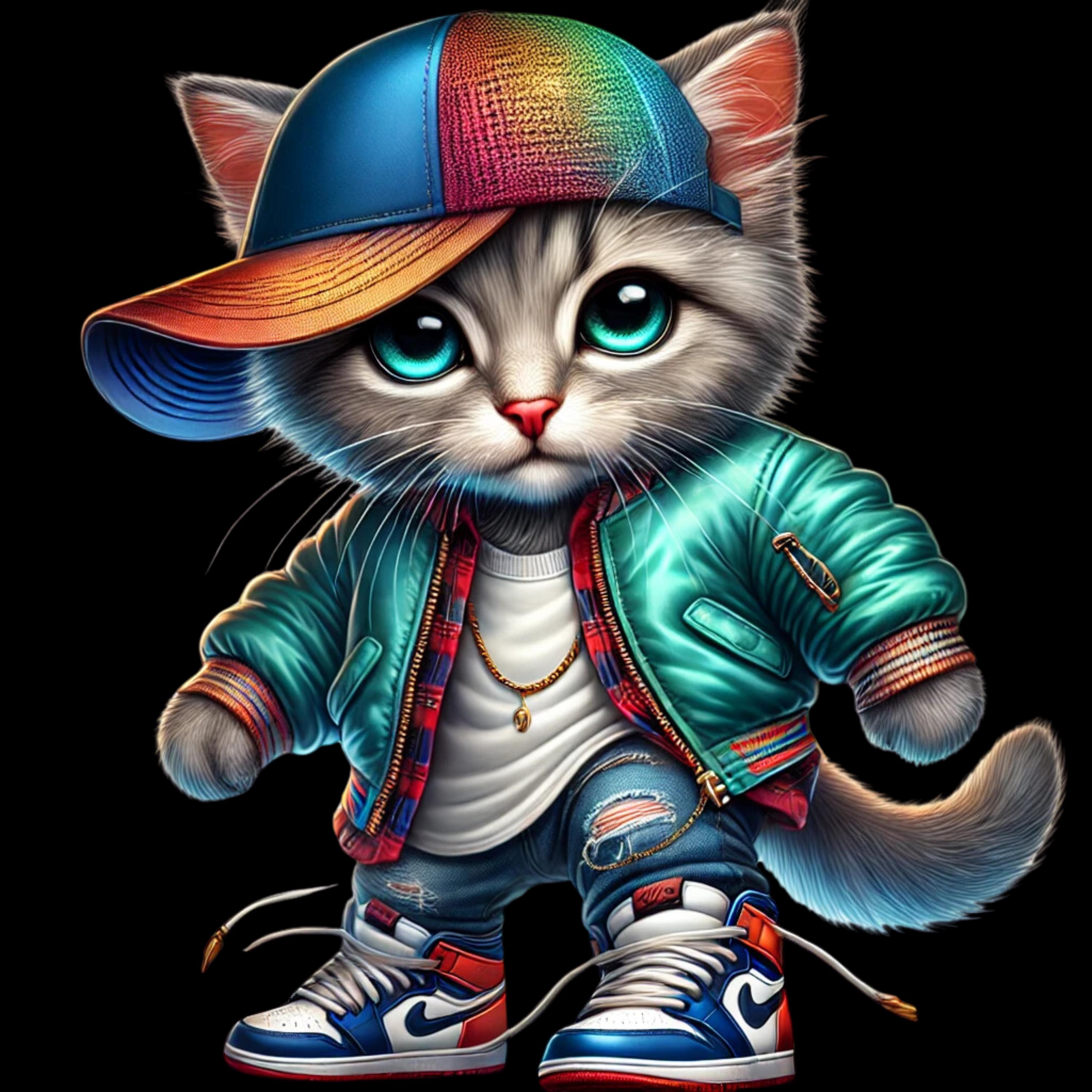 Hip-hop Cat: Feline Swagger in Urban Style - Etsy