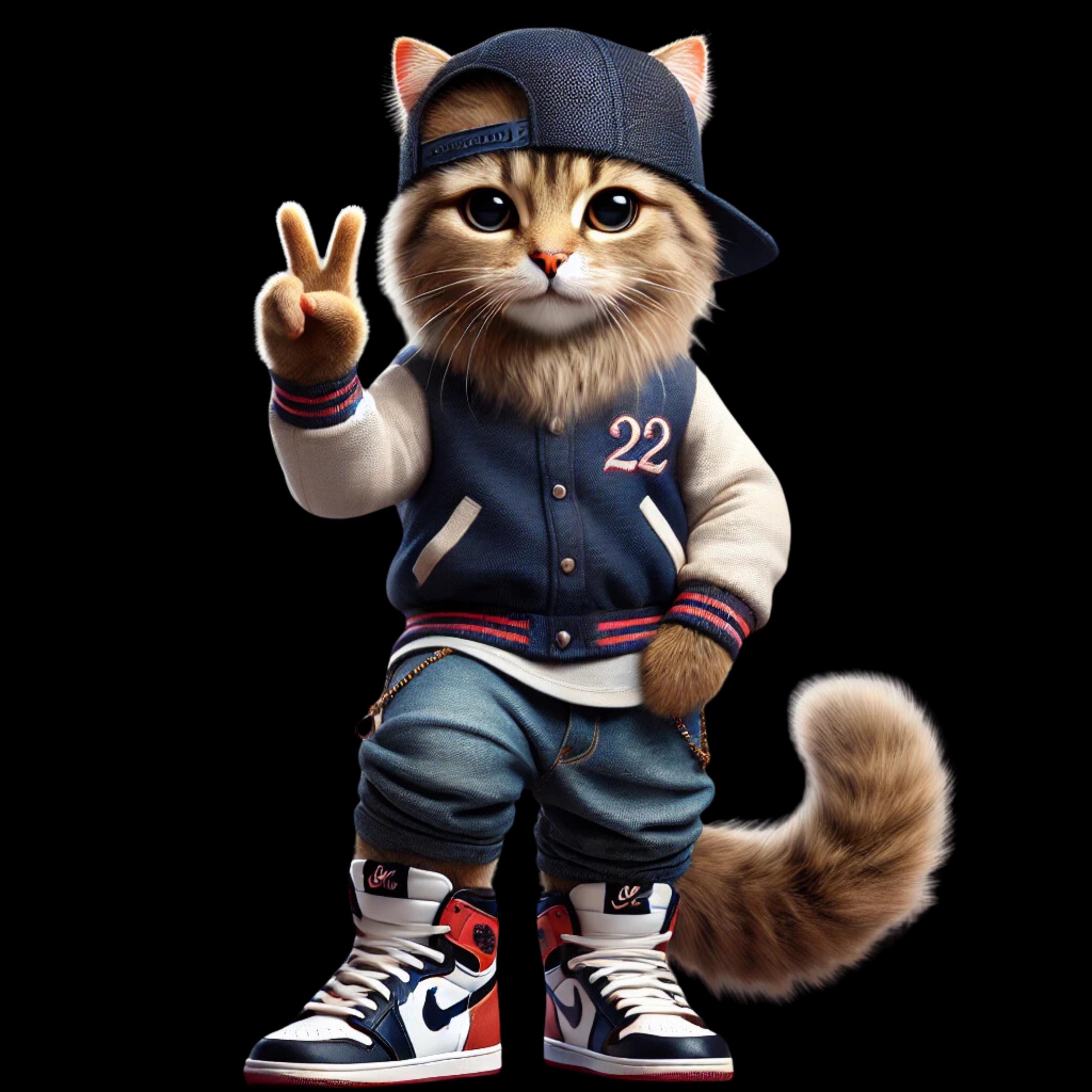 Hip-hop Cat: Feline Swagger in Urban Style - Etsy