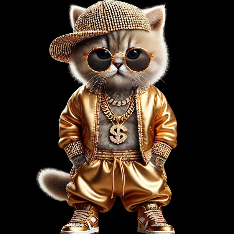 Hip-hop Cat: Feline Swagger in Urban Style - Etsy