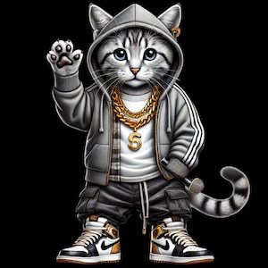 Hip-hop Cat: Feline Swagger in Urban Style - Etsy