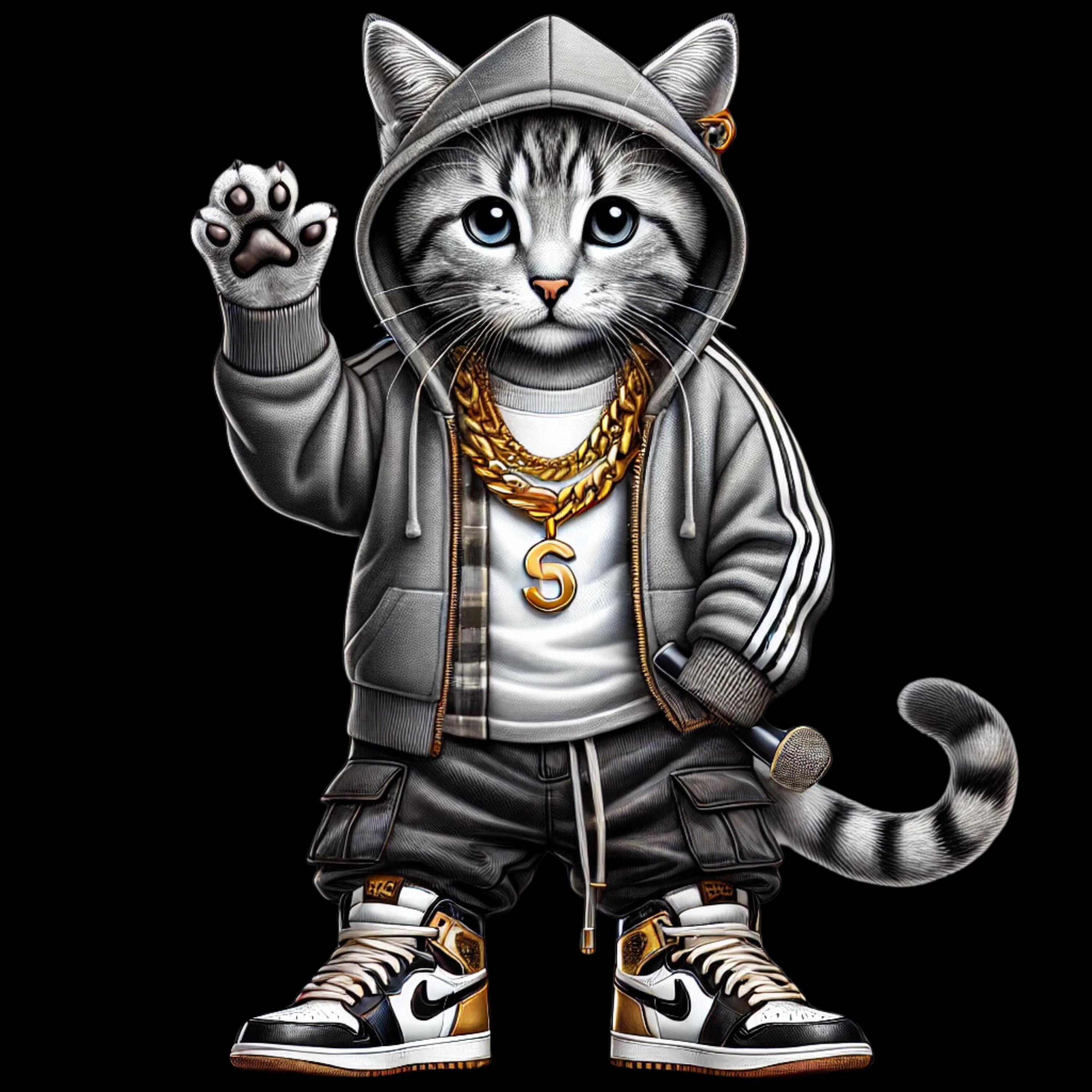 Hip-hop Cat: Feline Swagger in Urban Style - Etsy