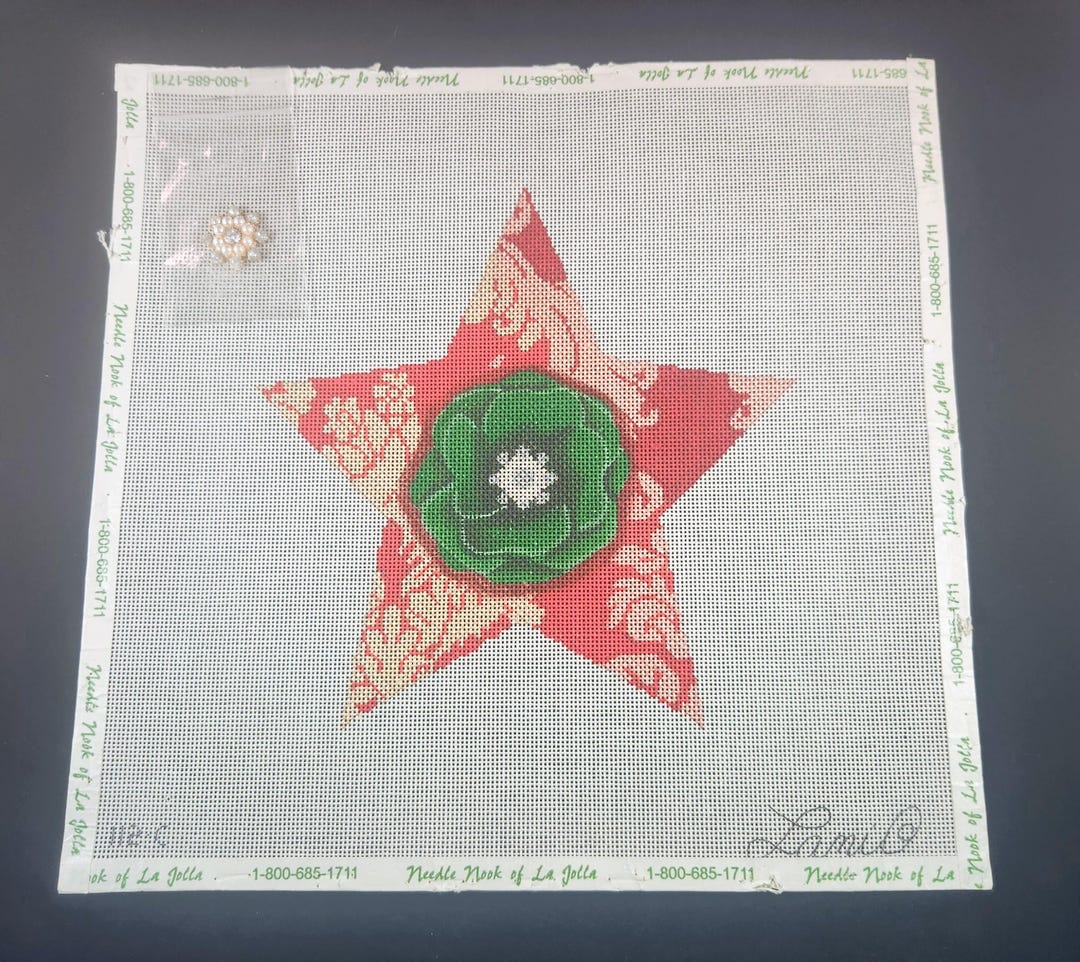 Elegant Hand Painted Red Damask Star With Lovely Embellishment by Lani ...