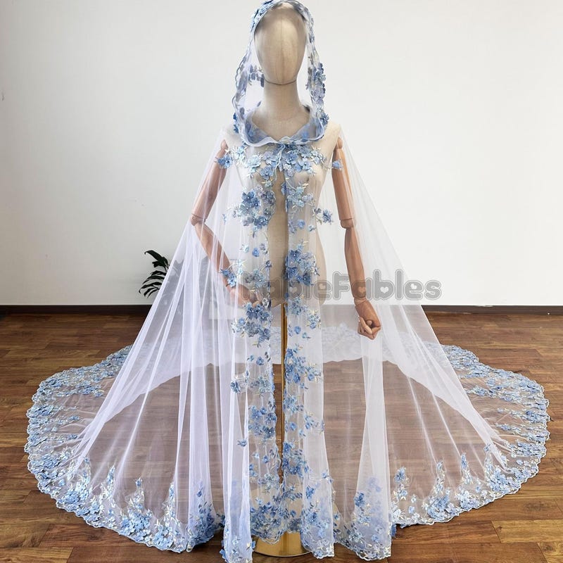 Blue Floral Wedding Cloak - Etsy