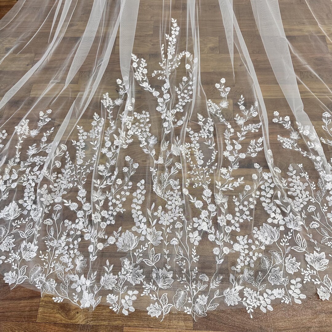 Elegant Wild Flower Wedding Veil, Mountain Flower Bridal Veil ...