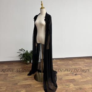 Baroque Gothic Black Cape With Wings Chiffon Cape Female Black Witch ...