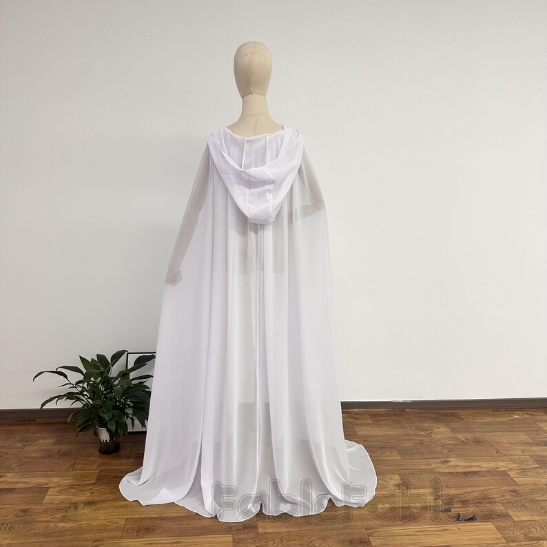 Minimalist White Chiffon Wedding Cape: Sheer Hooded Bridal Cover-up - Etsy